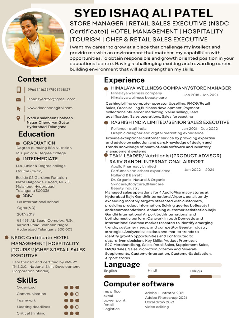 White and Beige Minimalist Store Manager & Store Executive Professional ...