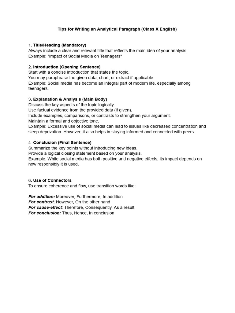 Analytical Paragraph Writing Tips | PDF