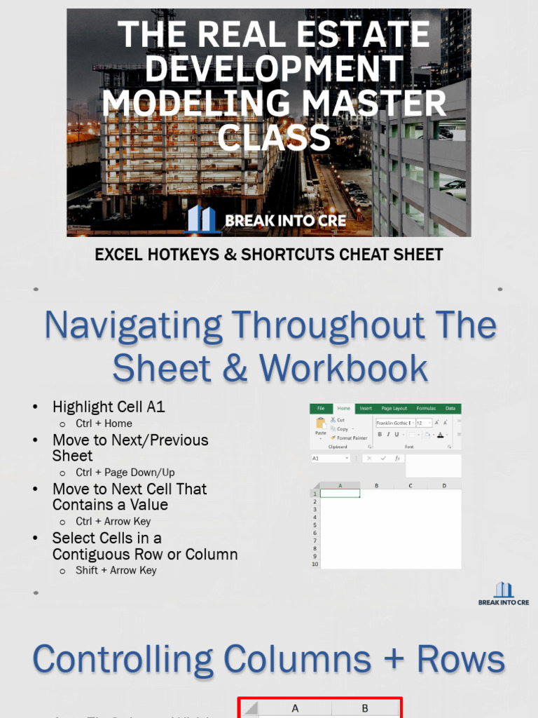 Development Modeling Excel Shortcuts | PDF