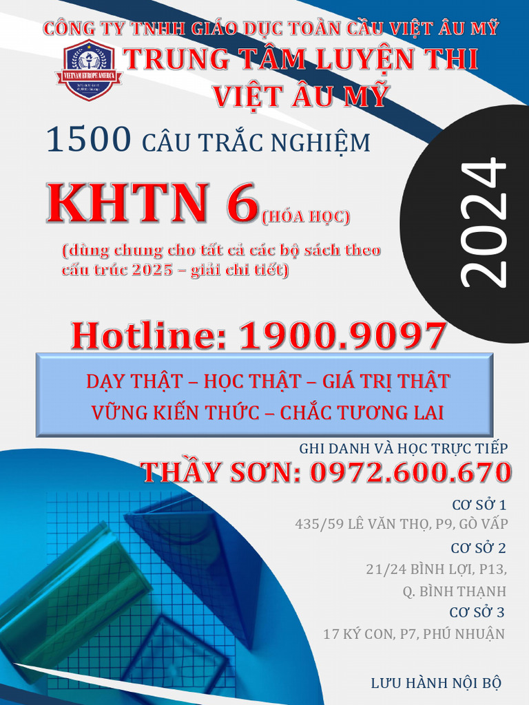Khtn 6 - Hóa Học - Tuyển Tập 1500 Câu Trắc Nghiệm | PDF