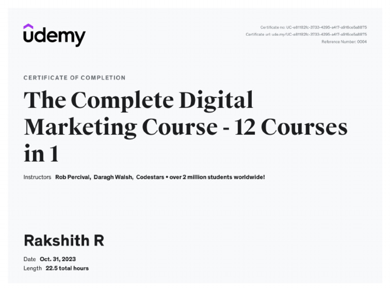 Udemy Certificate | PDF