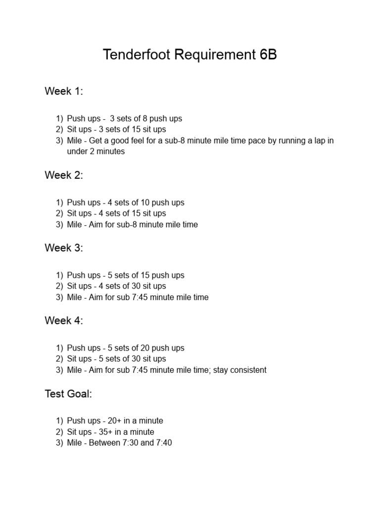 Tenderfoot Fitness Training Plan | PDF