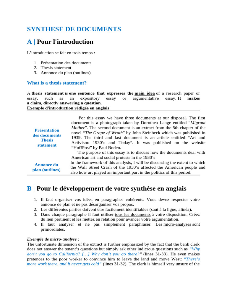 Guide de rédaction d'une synthèse en anglais | PDF | Linguistique