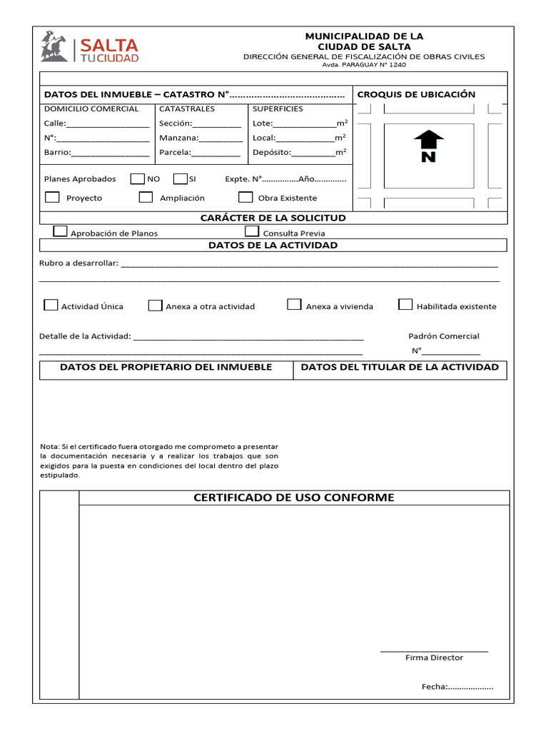 Solicitud de Uso Conforme | PDF