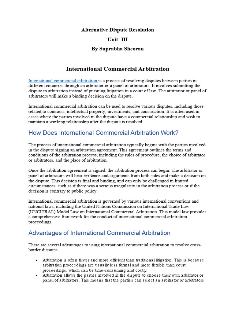 ADR Unit 4 | PDF | Arbitration | Arbitral Tribunal