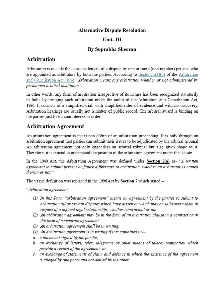 ADR unit 3 | PDF | Arbitration | Arbitral Tribunal
