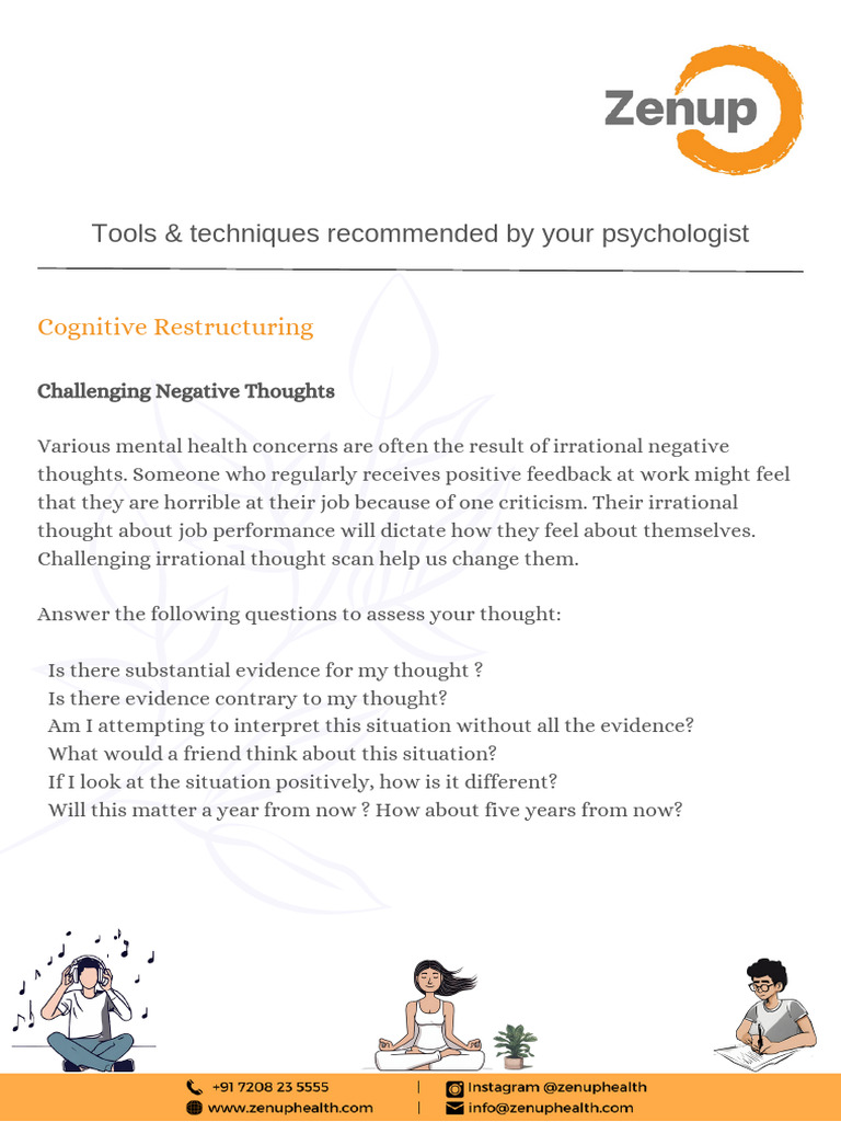 Tools - Cognitive Restructuring | PDF | Thought | Psychology