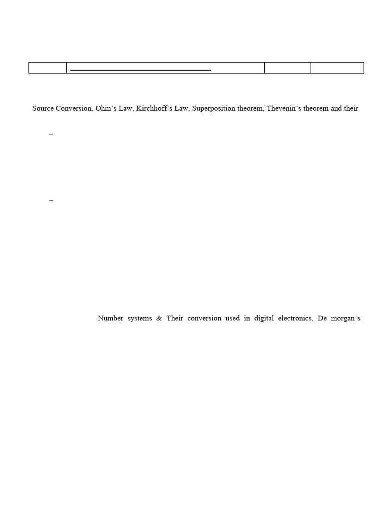 Basic Electrical and Electronics Syllabus | PDF | Electrical Network ...