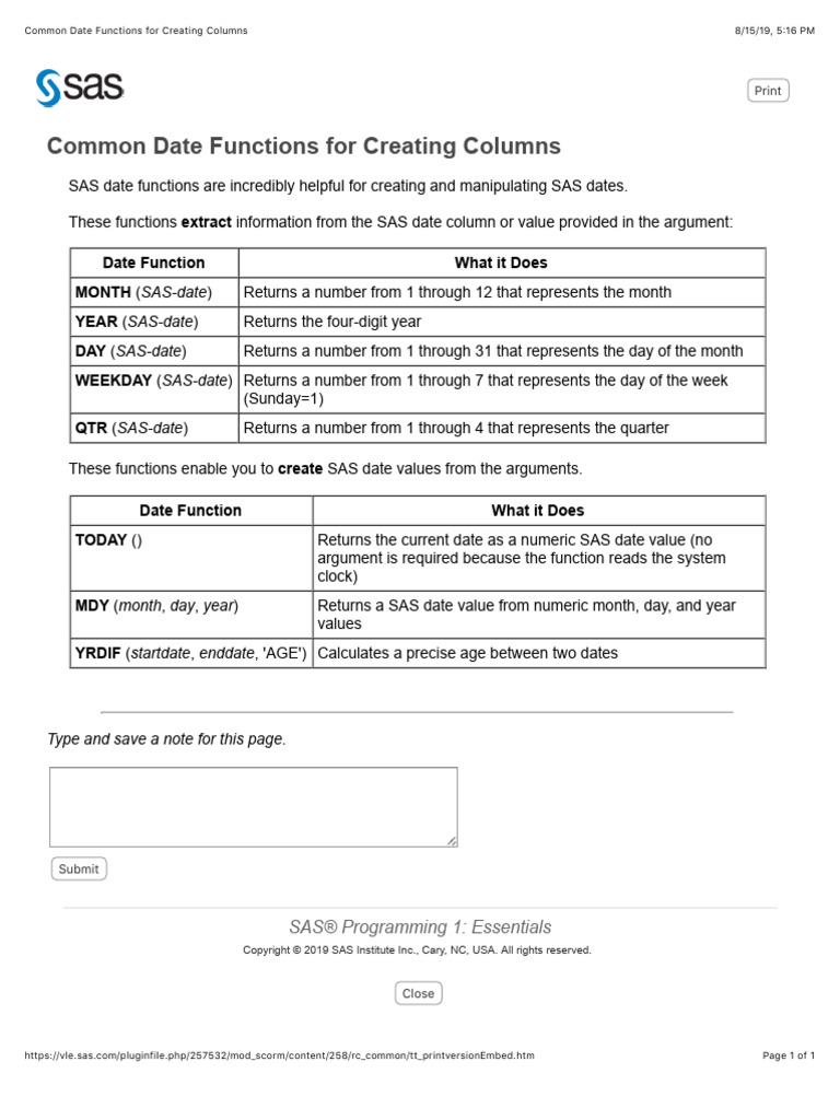 Common Date Functions For Creating Columns - Lesson3 | PDF