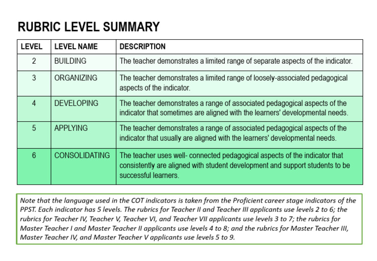 COT Rubric For Domain 3 Indicators 2 | PDF