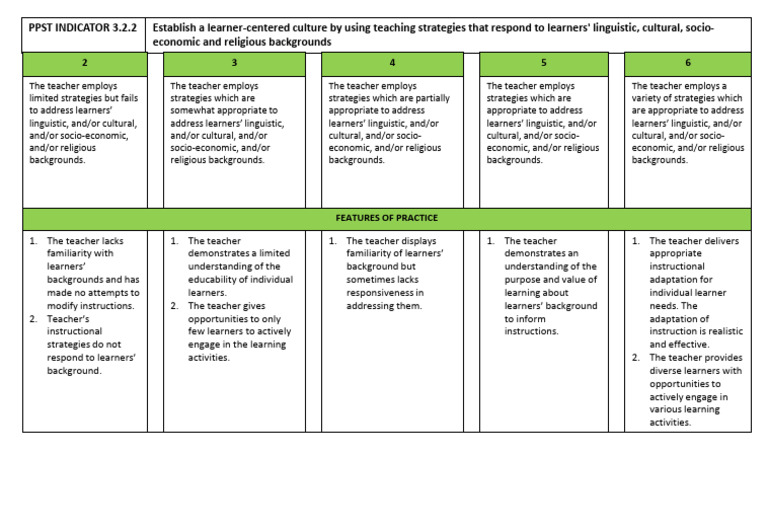 COT-Rubric-for-Domain-3-Indicators-3 | PDF | Teachers | Learning