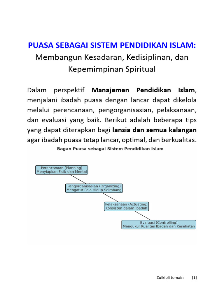Puasa Sebagai Sistem Pendidikan Islam | PDF
