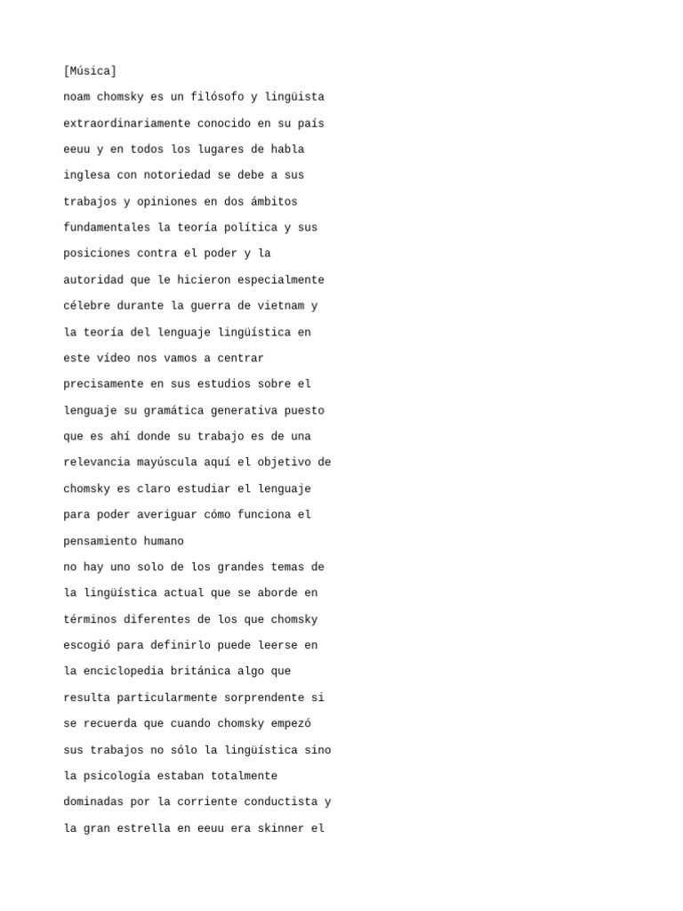 (Spanish (Auto-Generated) ) Noam Chomsky y La Gramática Generativa ...