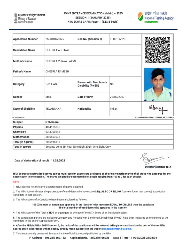 Abhinay Jee | PDF | Student Assessment And Evaluation | Qualifications