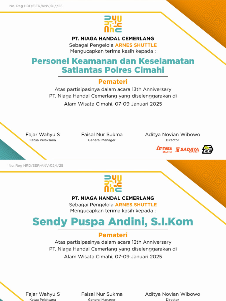 Sertifikat Anniversary 13th | PDF