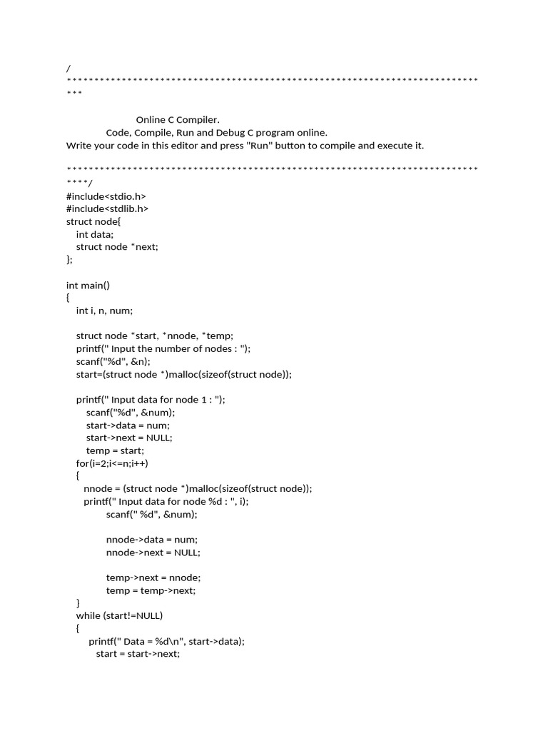 Linked List C Program | PDF