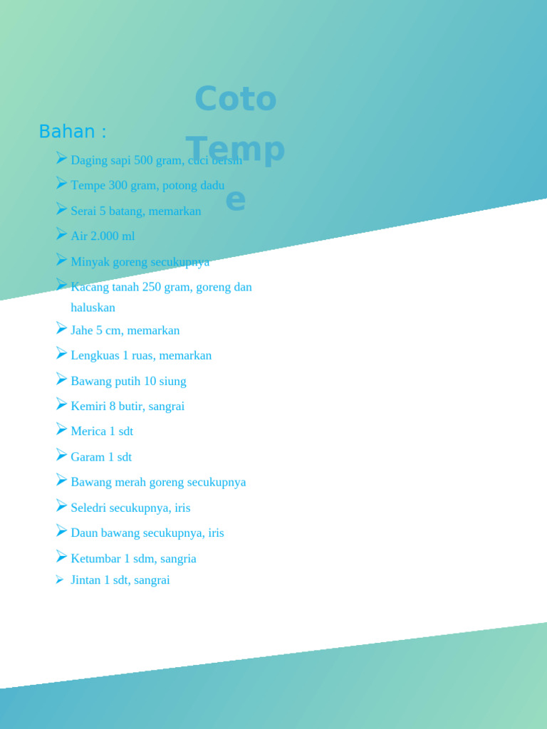 Coto Temp E: Bahan | PDF