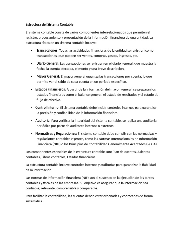 Estructura Del Sistema Contable | PDF