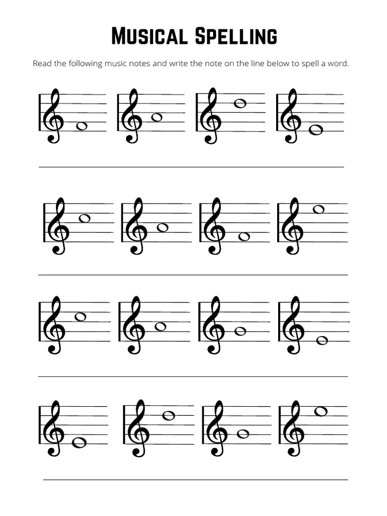 Musical Note Spelling Worksheet | PDF