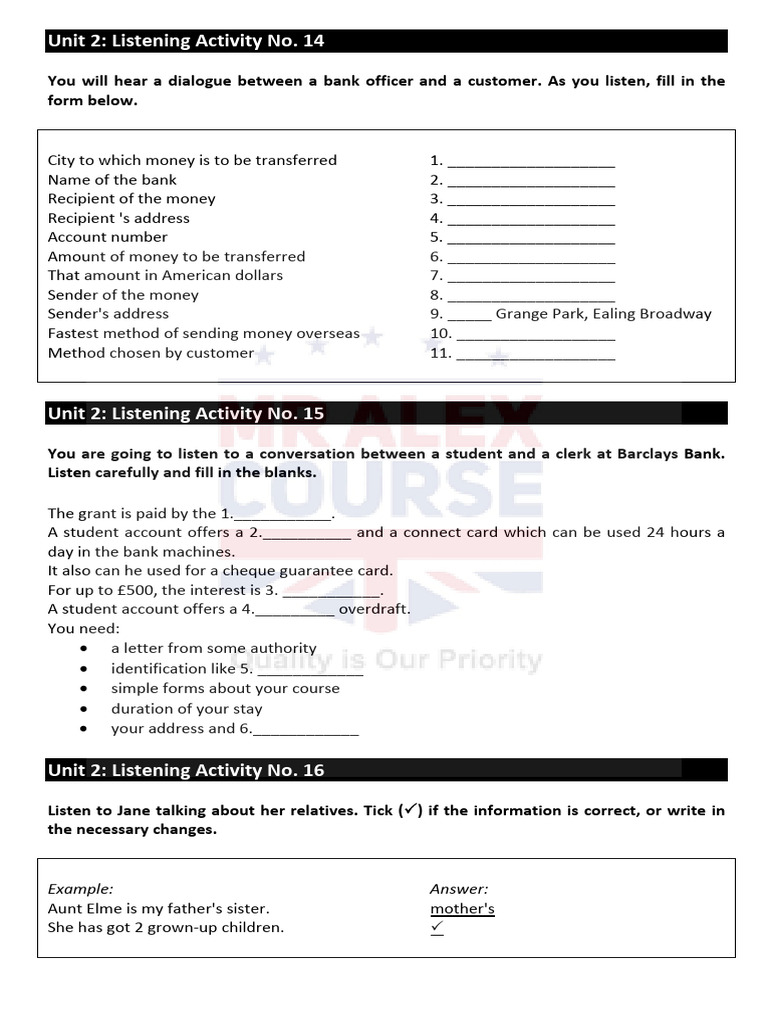 SKILL 2 Form Filling & Table Completion | PDF