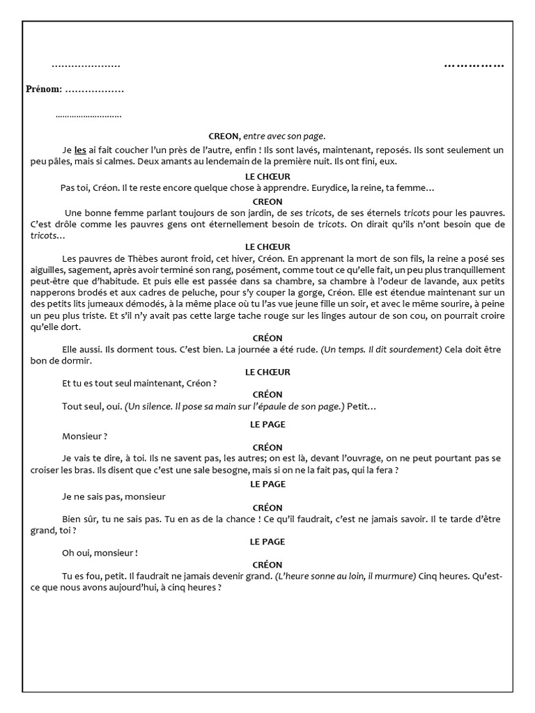 1 Evaluation Ã© Semes 1bac PDF | PDF | Mythologie de Thèbes