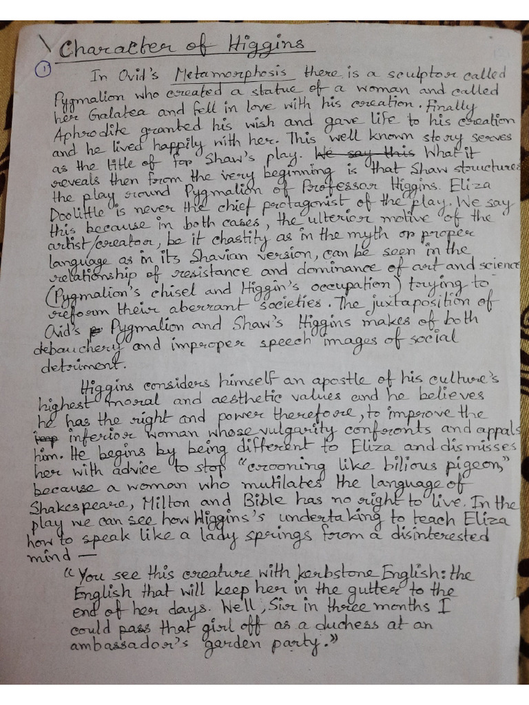 Pygmalion Notes | PDF
