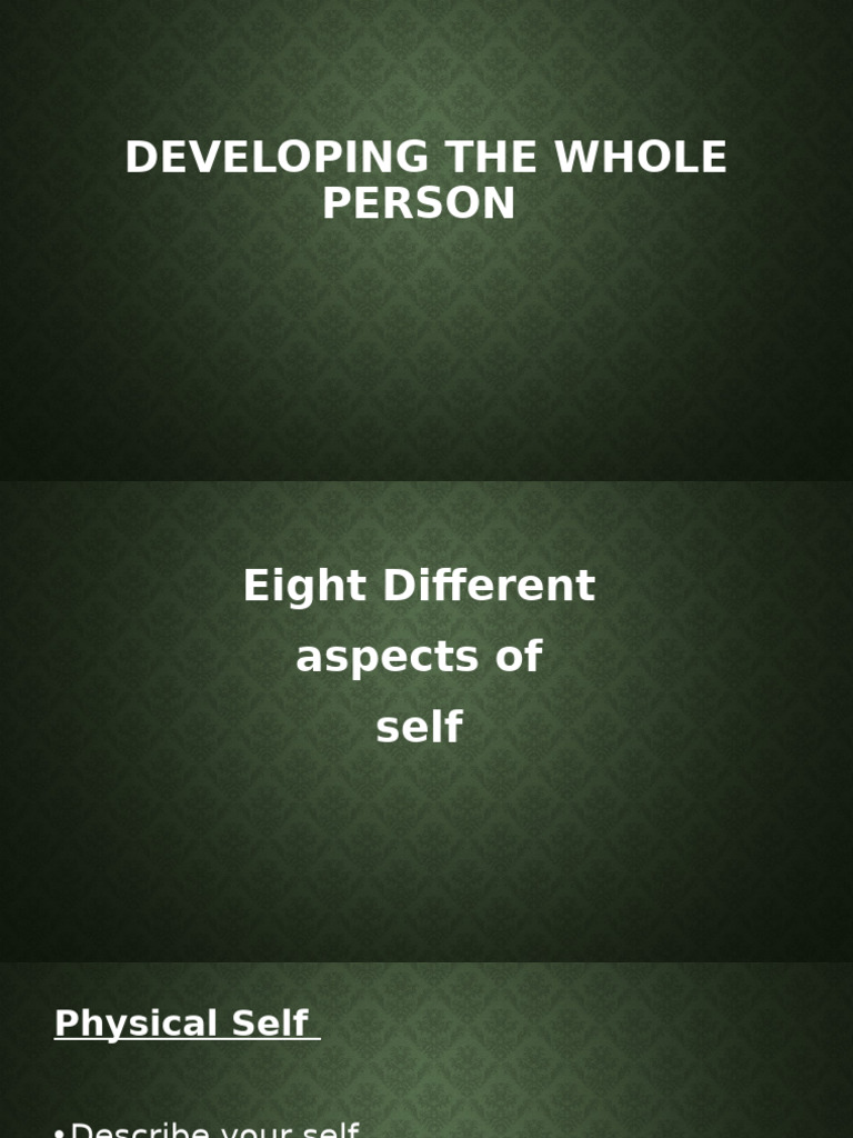Developing the Whole Person: Self-Assessment | PDF | Feeling | Prenatal ...