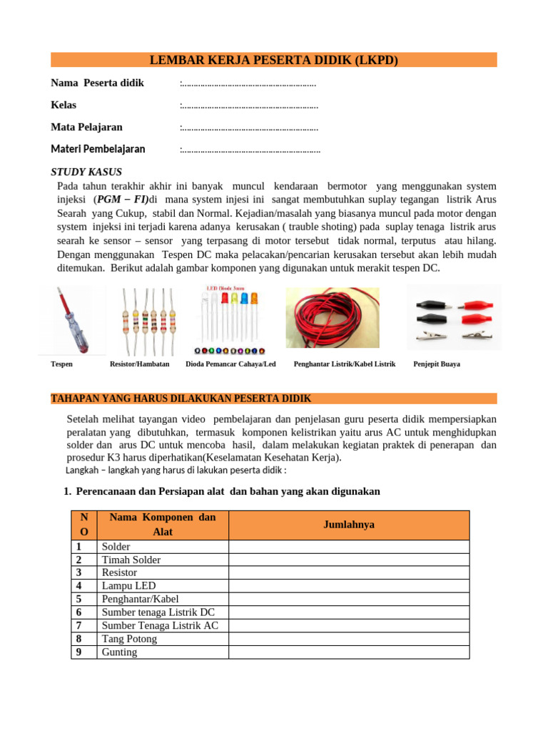 Lembar Kerja Peserta Didi (LKPD) K | PDF