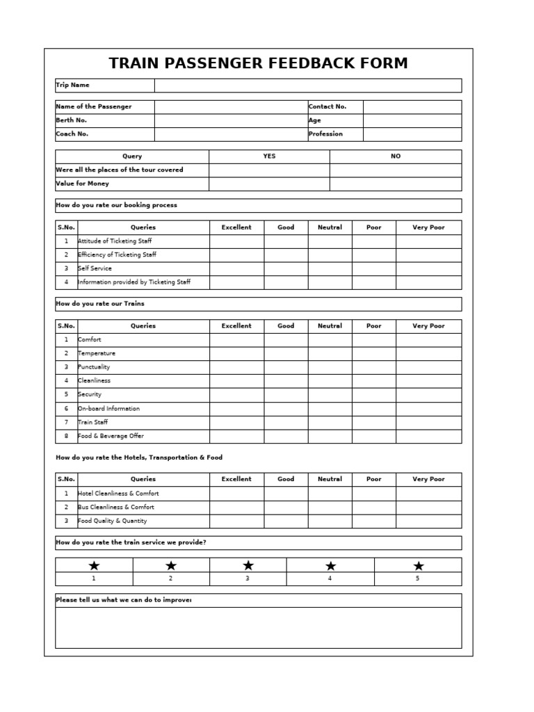 Passenger Feedback Form | PDF