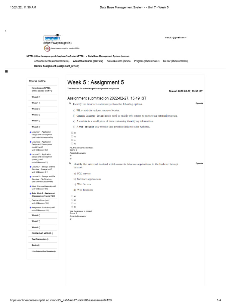 Data Base Management System - Unit 7 - Week 5 | PDF