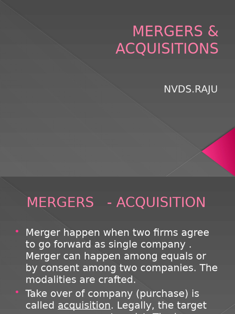 Mergers and Acquisitions Overview | PDF | Mergers And Acquisitions ...