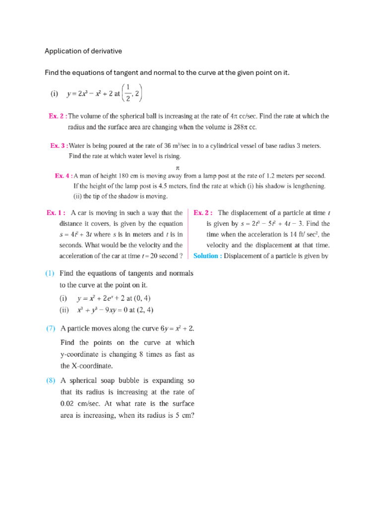 Application of Derivative | PDF