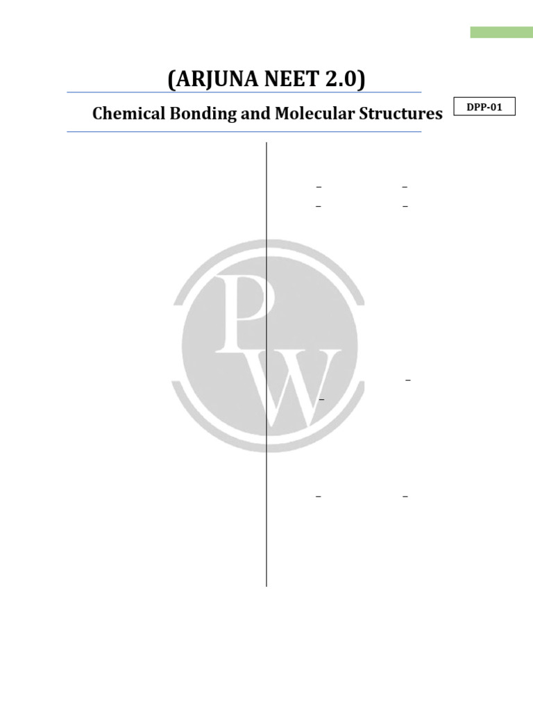 Chemical Bonding and Molecular Structure: DPP-01 | PDF | Chemical Bond ...
