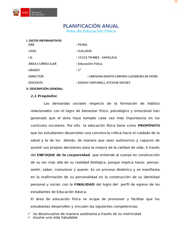 Programacion Anual Primero | PDF | Evaluación | Aprendizaje