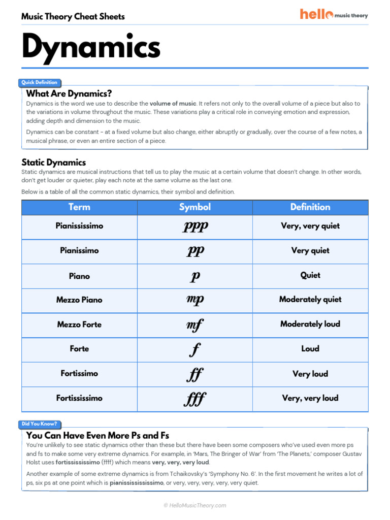 Dynamics | PDF | Elements Of Music | Performing Arts