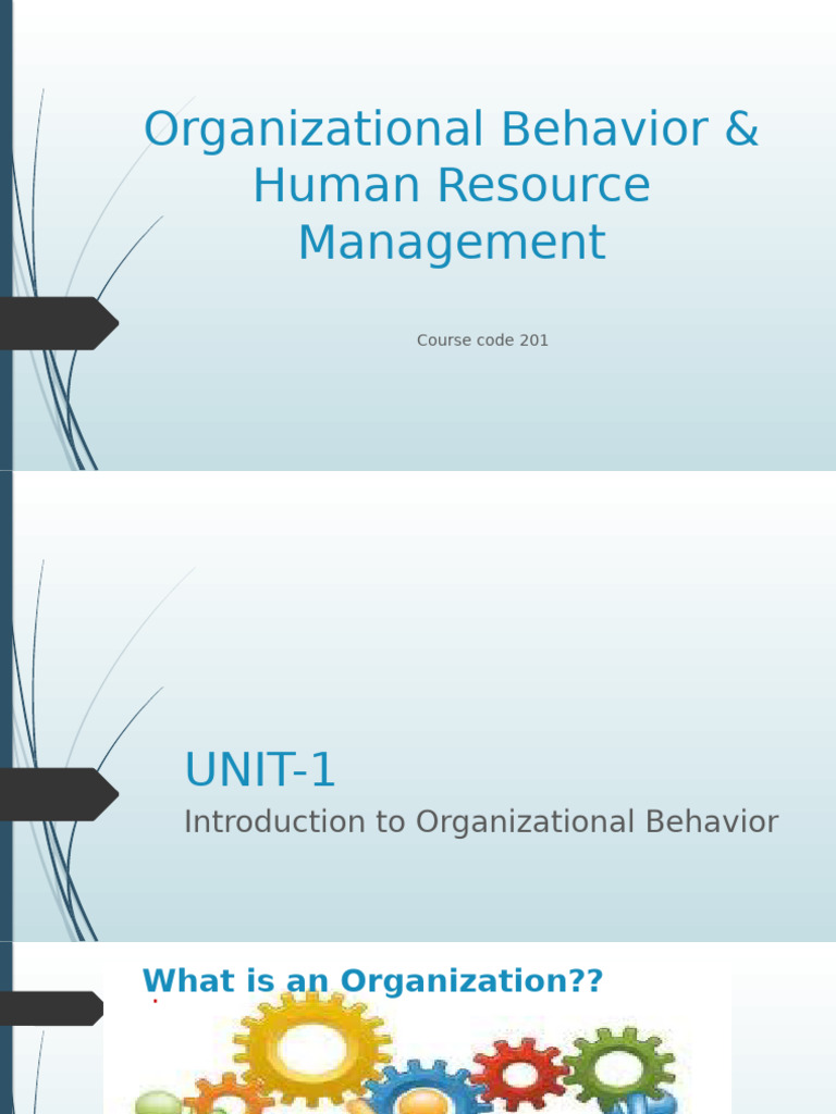 Organizational Behavior & Human Resource Management -Autosaved | PDF | Leadership | Attitude ...