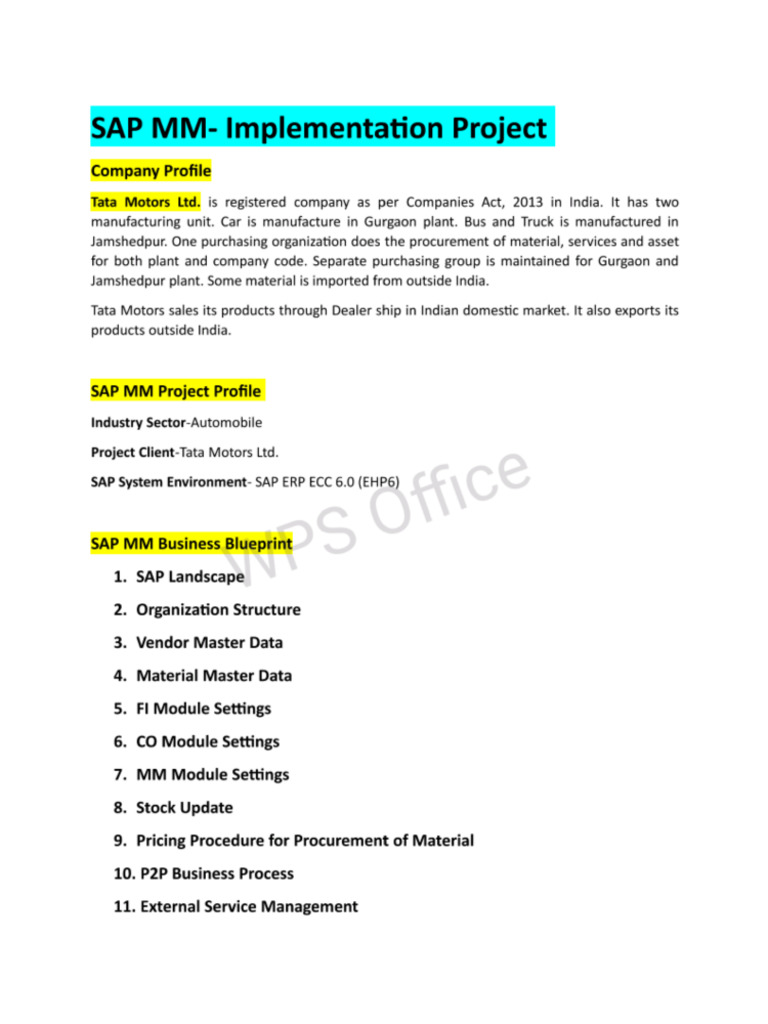 SAP MM Project - 4d66 | PDF