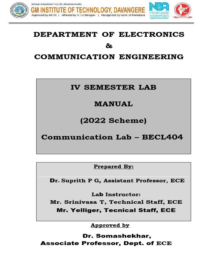 Commnication Lab - BECL404 - Lab - Manual | PDF | Frequency Modulation ...