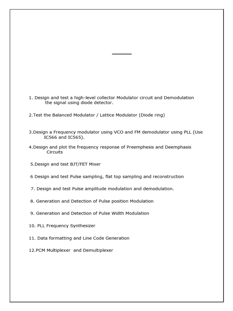 Communication BECL404 LAB MANUAL FINAL - Watermark | PDF | Frequency ...