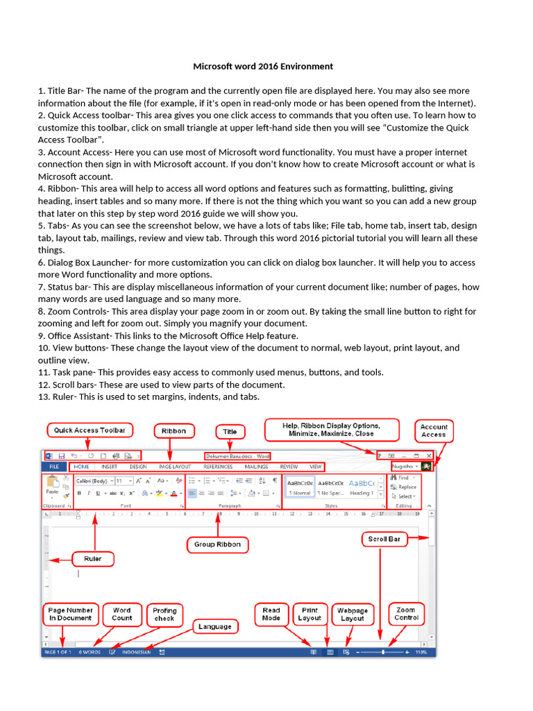 Microsoft Word 2016 Environment | PDF | Microsoft Word | Software