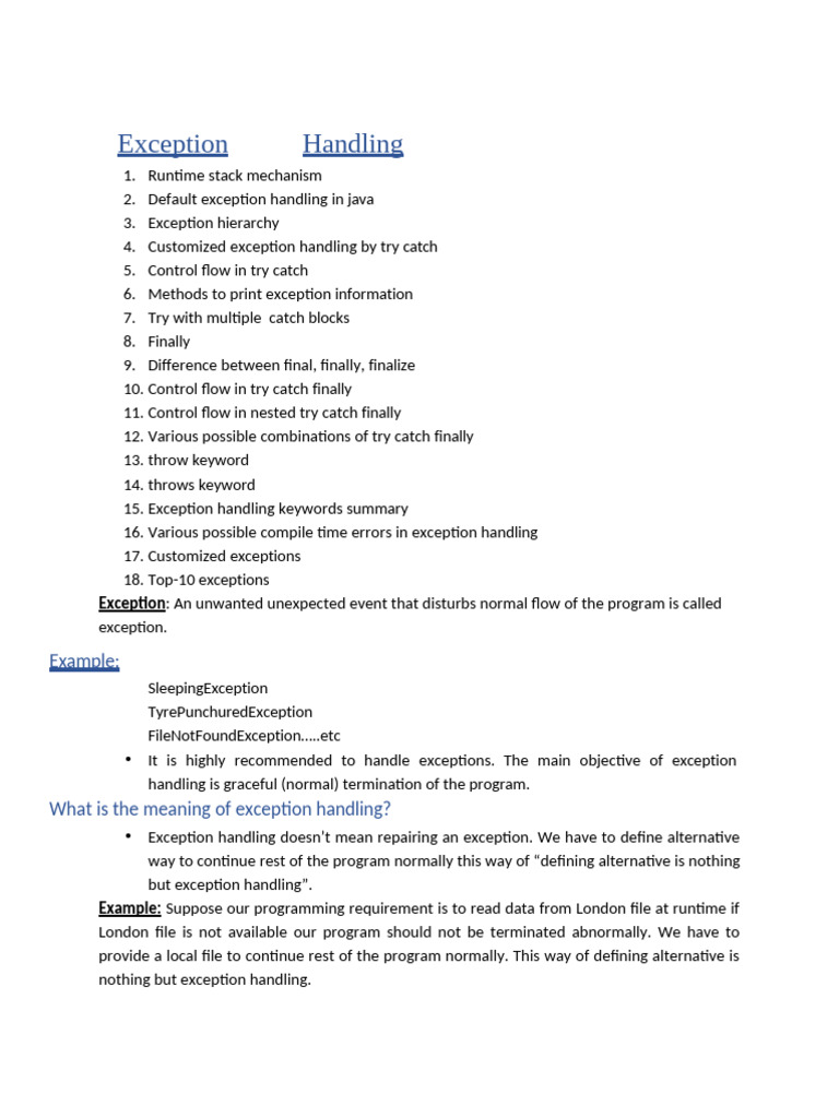 Exception Handling | PDF | Method (Computer Programming) | Java ... Exception Handling | PDF | Method (Computer Programming) | Java ...