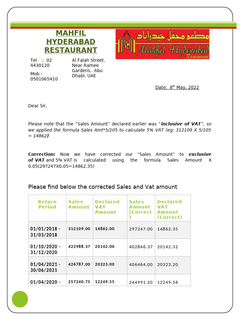 VAT Correction Notice | PDF