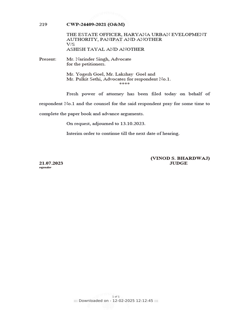 CWP 24409 2021 21 07 2023 Interim Order | PDF