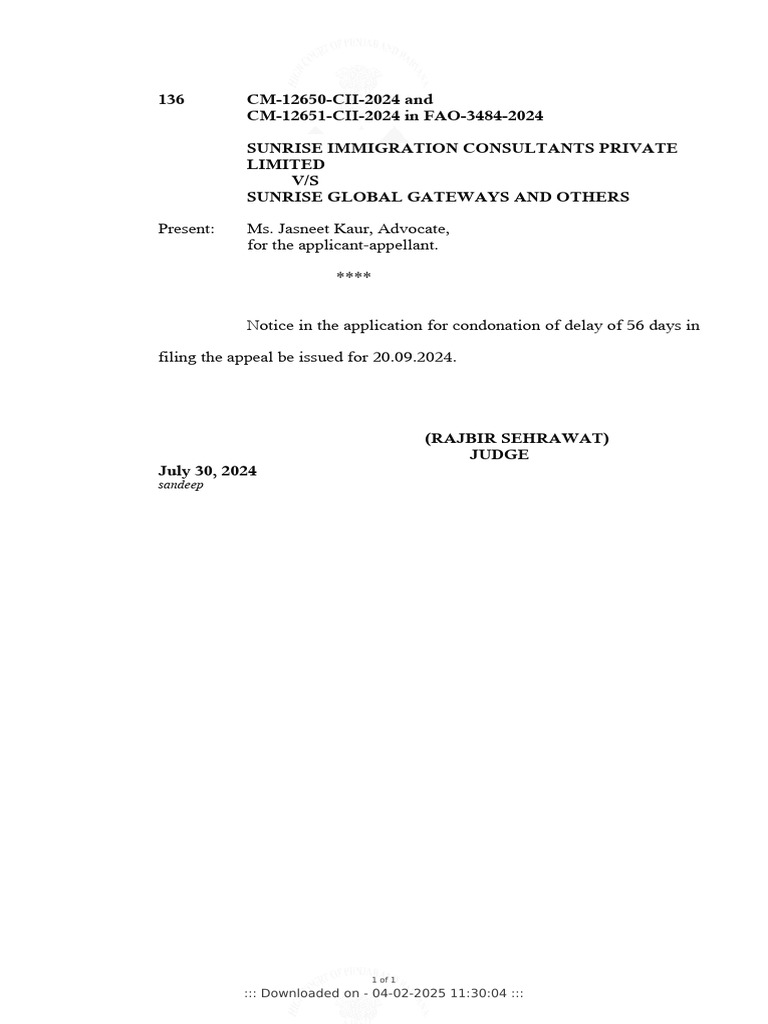 Fao 3484 2024 30 07 2024 Interim Order | PDF