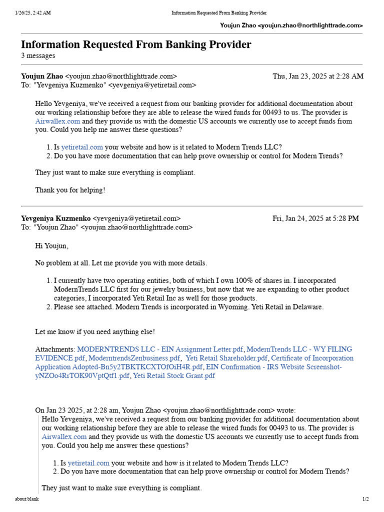 Banking Documentation Request Details | PDF | Limited Liability Company ...