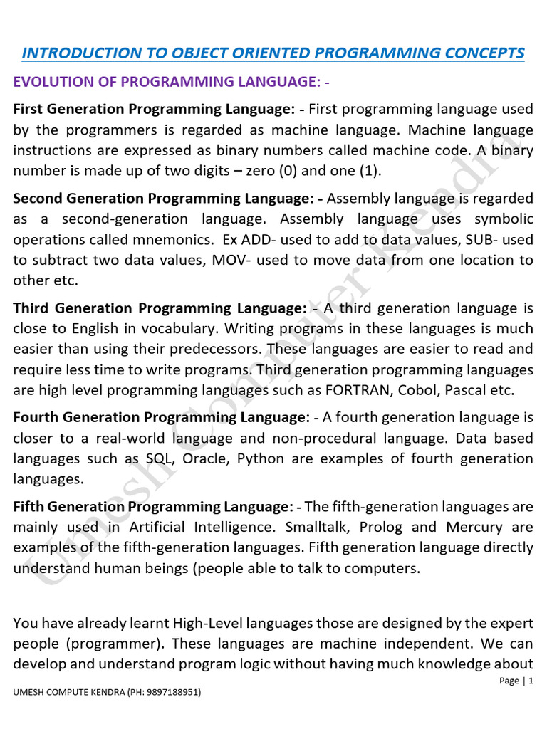Chapter 1 Principles of OOP Theory | PDF | Object Oriented Programming | Computer Programming