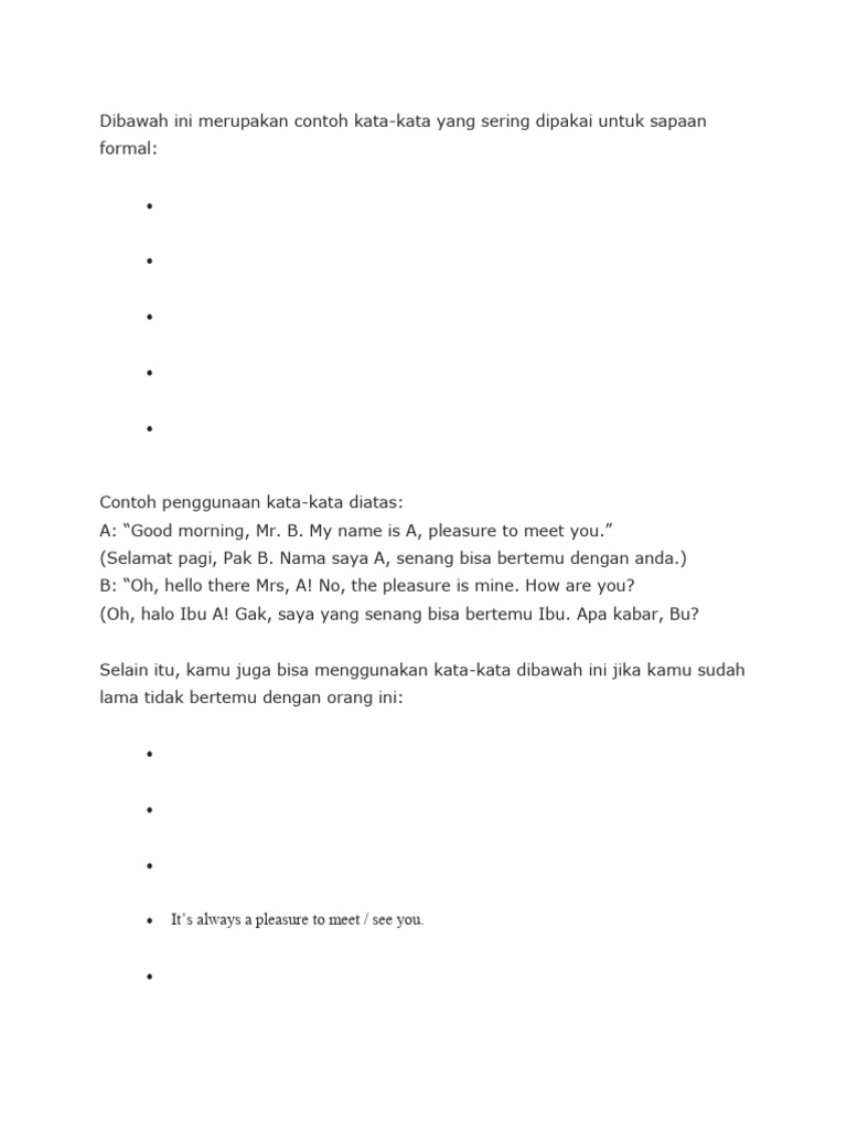 Bahasa Inggris Greeting | PDF