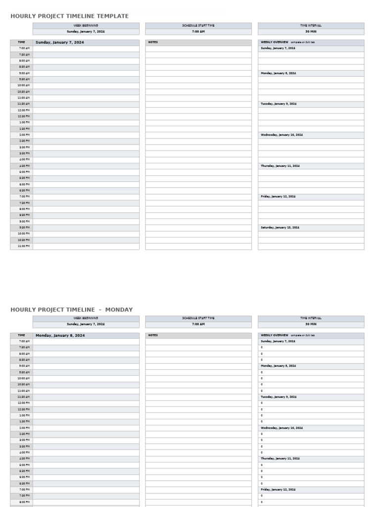 IC Hourly Project Timeline Template For Excel 11412 | PDF