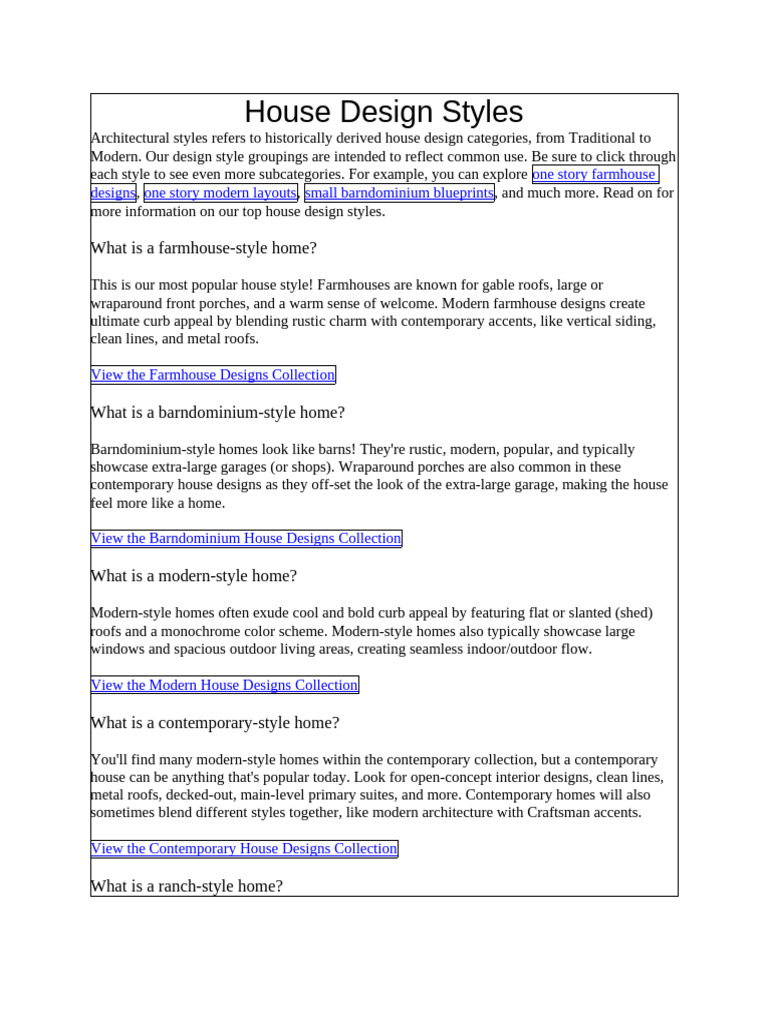 House Design Styles | PDF | Houses | Architectural Design