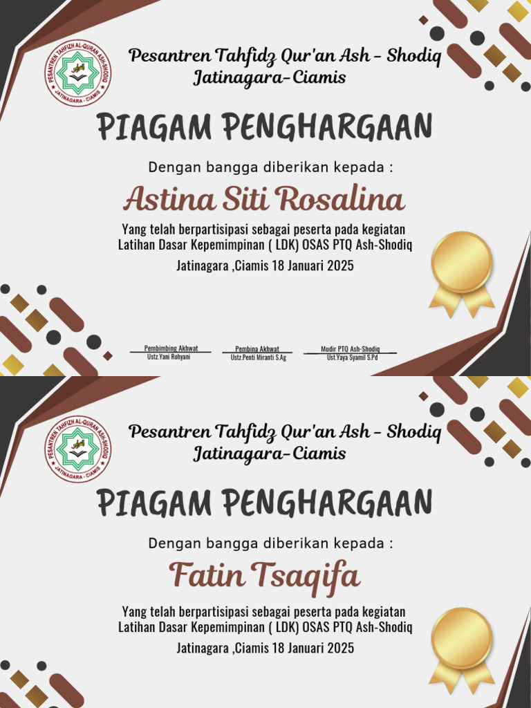 Coklat Hitam Modern Geometri Piagam Penghargaan Juara Lomba_20250117 ...